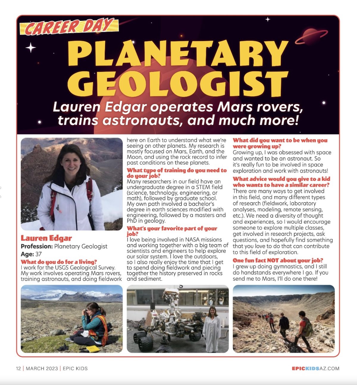 Planetary Geologist: Lauren Edgar Operates Mars Rovers, Trains ...
